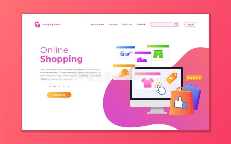 Landing Page Template of Online Shopping. Modern Flat Design Concept of ...