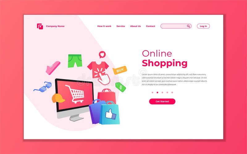 Landing Page Template of Online Shopping. Modern Flat Design Concept of ...