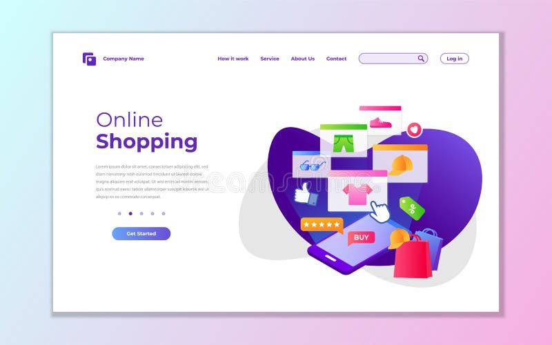 Landing Page Template of Online Shopping. Modern Flat Design Concept of ...