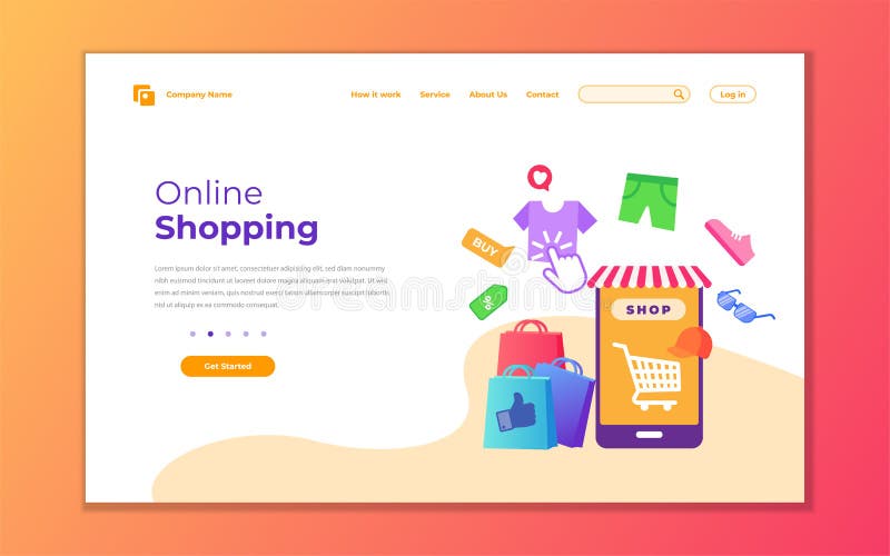 Landing Page Template of Online Shopping. Modern Flat Design Concept of ...