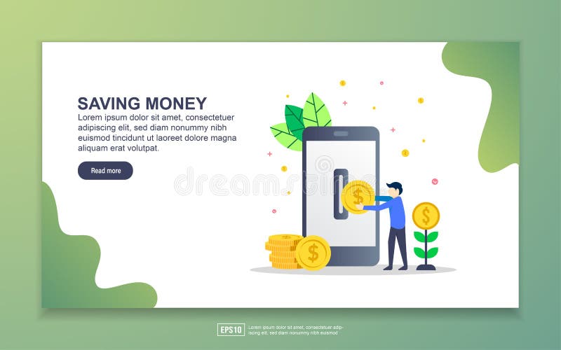 Landing Page Template of Saving Money. Modern Flat Design Concept of ...