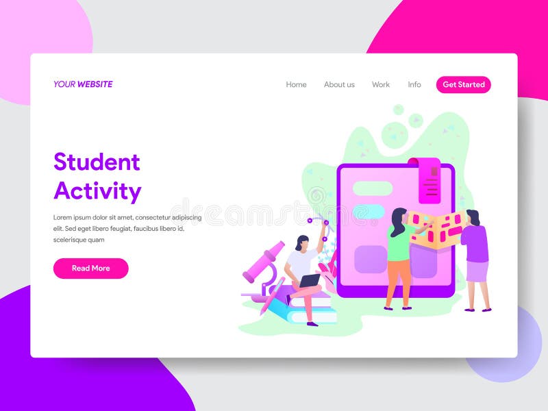 Landing Page Template of Student Activity Illustration Concept. Modern ...
