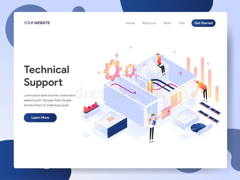 Landing Page Template of Technical Support Isometric Illustration ...