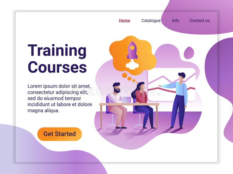 Landing Page Template of Training Courses. the Flat Design Concept of ...