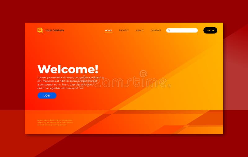 Landing Page Template with Triangle Geometry Shape on Orange Background ...