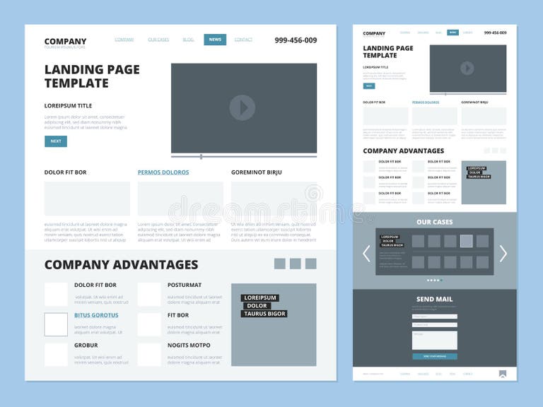 Landing Page Template. Website Layout Design Elements Footer Header ...