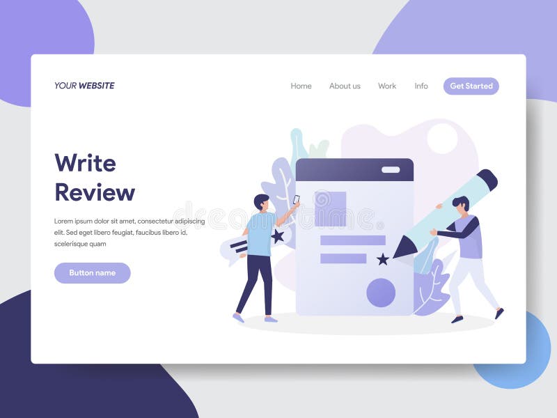 Landing Page Template Of Write Review Illustration Concept. Modern Flat ... Landing Page Template Of Write Review Illustration Concept. Modern Flat ...