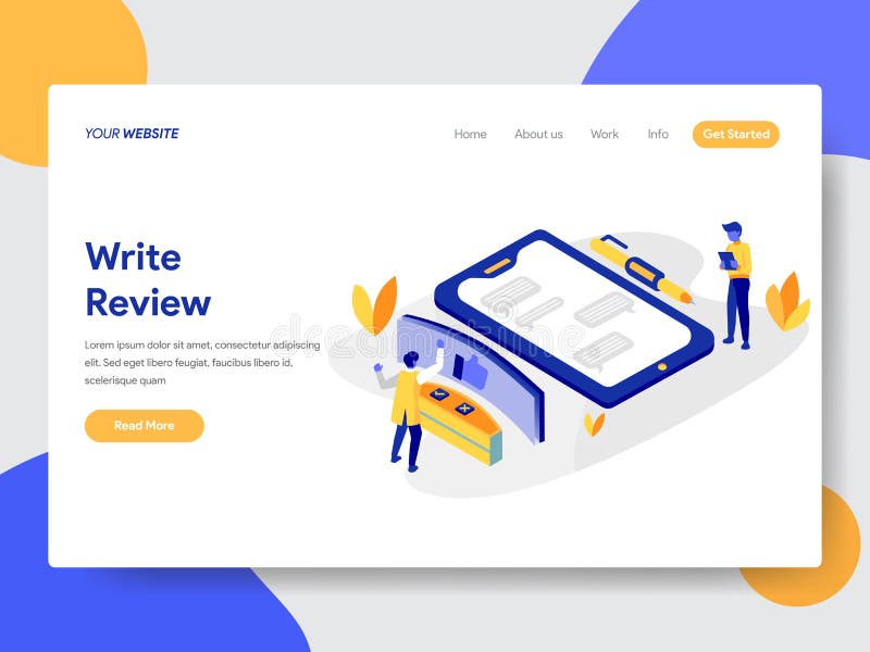 Landing Page Template of Writing Review Concept. Modern Flat Design ...
