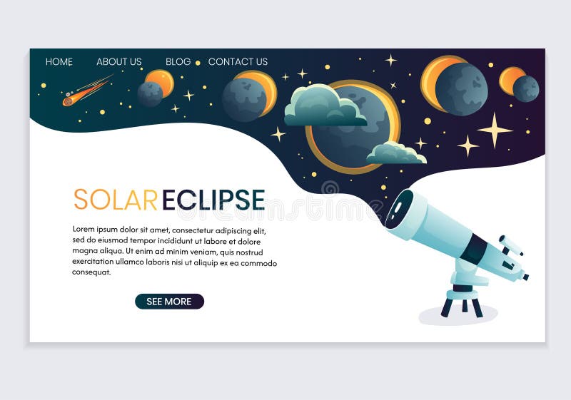 Landing Page on the Topic of Solar Eclipse. Stock Vector - Illustration ...