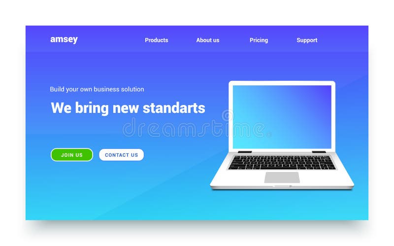 Landing Page Vector Laptop Website. Web Design Landing Page App ...