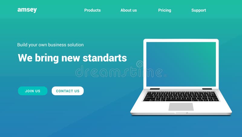 Landing Page Vector Laptop Website. Web Design Landing Page App ...