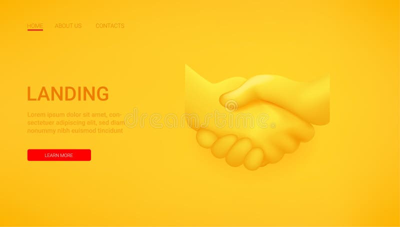 Landing Page Vector Template with Handshake Stock Vector - Illustration ...