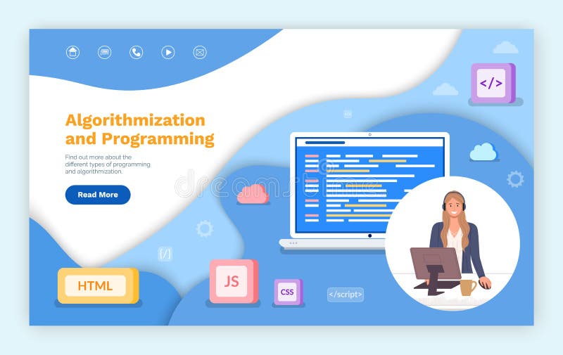Algorithmization And Programming Vector Illustration Website Landing Page Template Concept