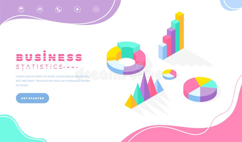 Statistics in Visual Form, Charts and Flowcharts Stock Vector ...