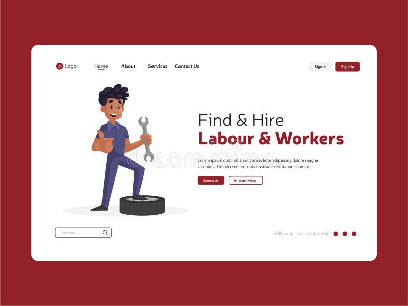 Hire Labour and Workers Landing Page Stock Vector - Illustration of ...