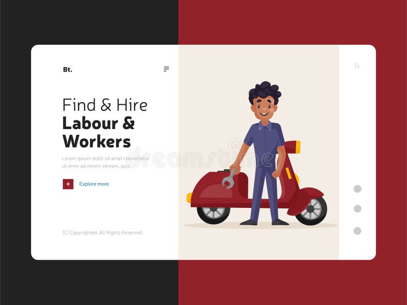 Hire Labour and Workers Landing Page Stock Vector - Illustration of ...