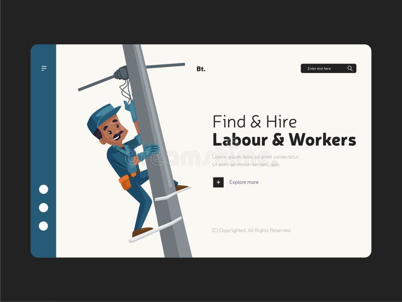 Hire Labour and Workers Landing Page Stock Vector - Illustration of ...