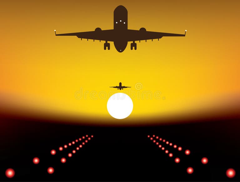 Airplane Landing Lights Stock Illustrations – 2,368 Airplane Landing ...