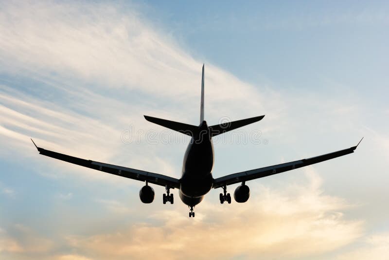 Landing plane. Back view stock image. Image of flying - 62424215