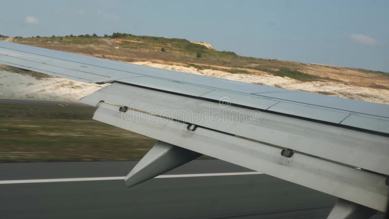 Airplane Landing and Deploying Flaps in Slow Motion Stock Footage ...