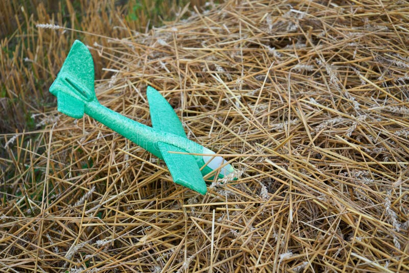 Toy Airplane with Styrofoam,landing of a Toy Airplane on a Field in ...