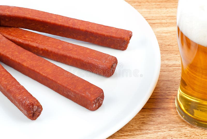 Landjaeger sausage stock image. Image of finger, snack - 21224555