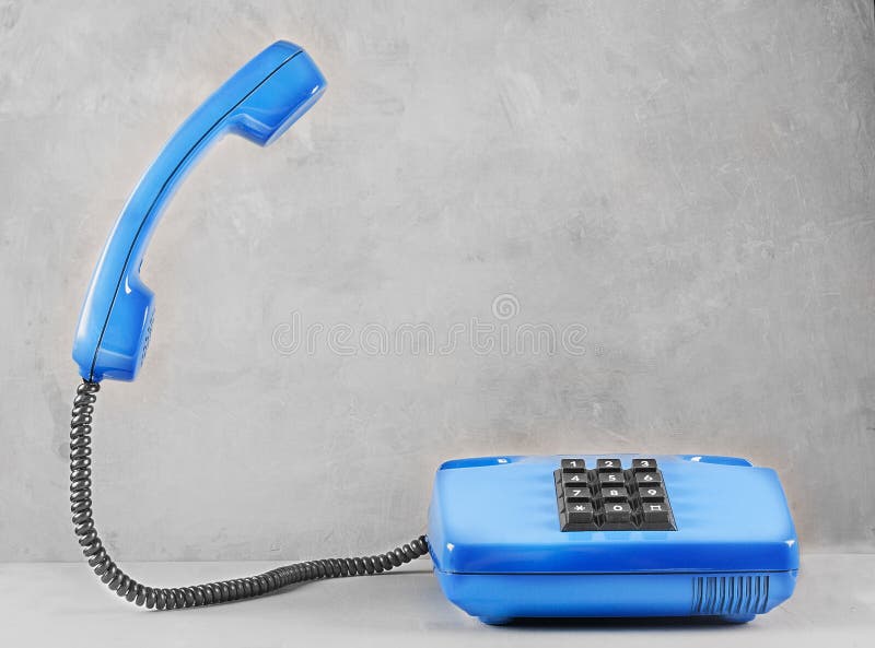 Landline Blue Phone on a Isolated White Background Stock Photo - Image ...