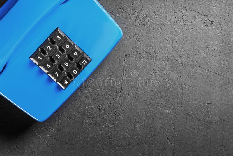 Landline Blue Phone on a Gray Wall Background Stock Photo - Image of ...