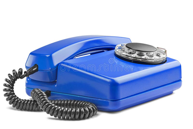 Landline Blue Phone on Isolated Background with a Shadow Stock Image ...