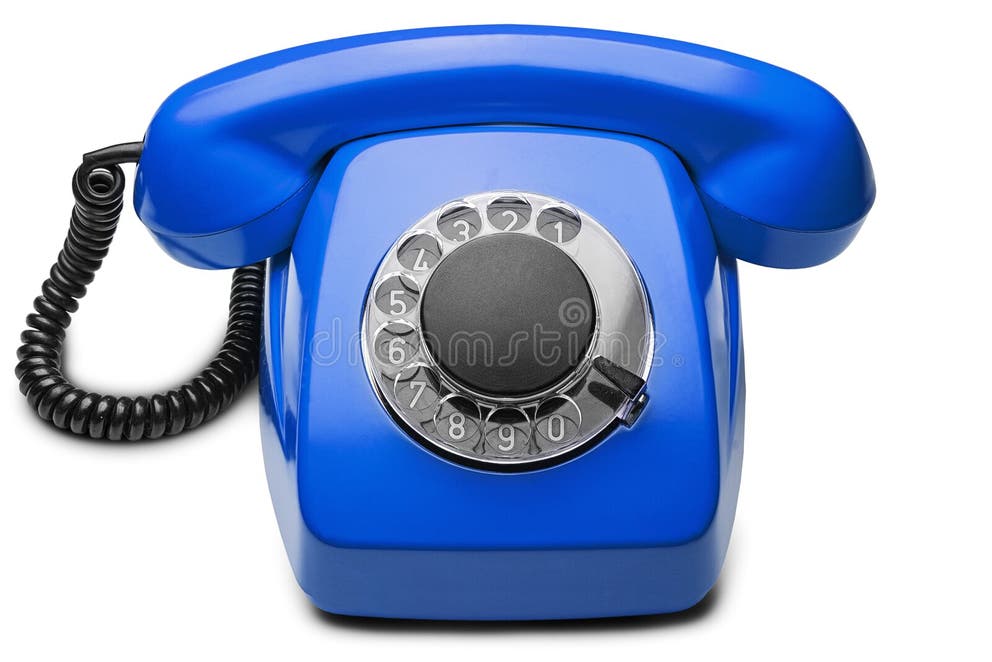 Landline Blue Phone on a Isolated White Background Stock Image - Image ...