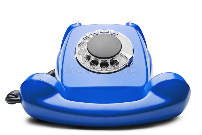 Landline Blue Phone on a White Background Stock Image - Image of ...
