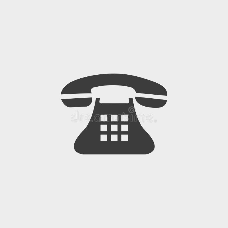 Landline Phone Icon in a Flat Design in Black Color. Vector ...