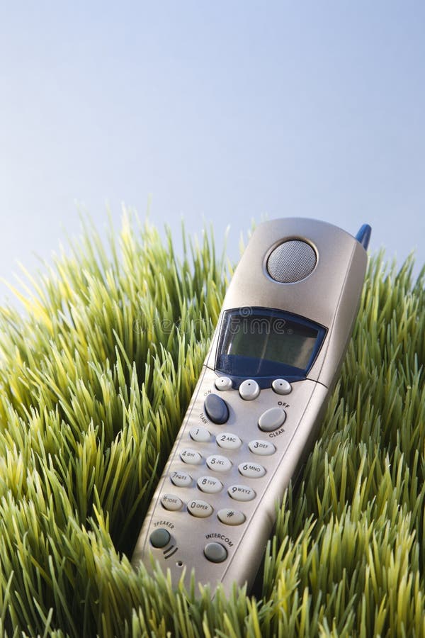Landline Telephone Placed in Grass. Stock Image - Image of talk ...