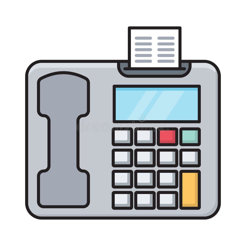 Landline Vector Flat Color Line Icon Stock Illustration - Illustration ...