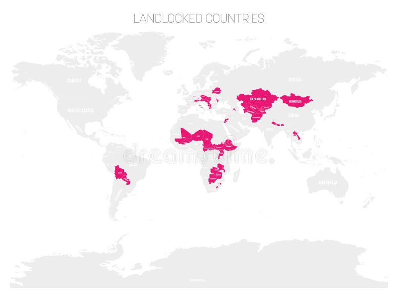 Landlocked Countries of World Stock Vector - Illustration of continent ...