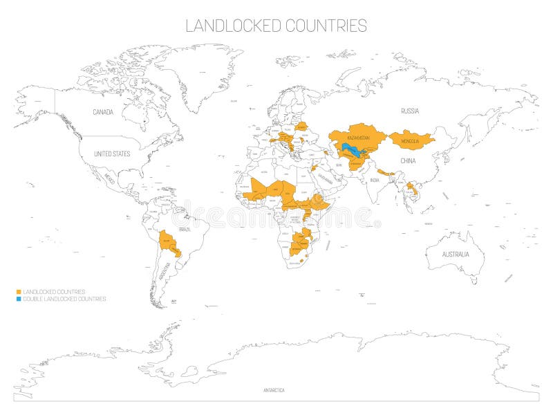 Landlocked Countries of World Stock Vector - Illustration of continent ...
