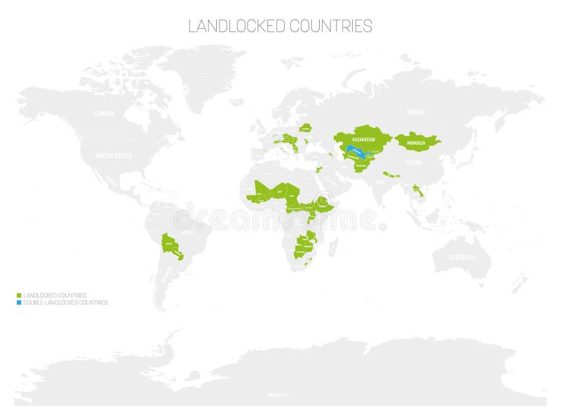 Landlocked Countries of World Stock Vector - Illustration of coastal ...