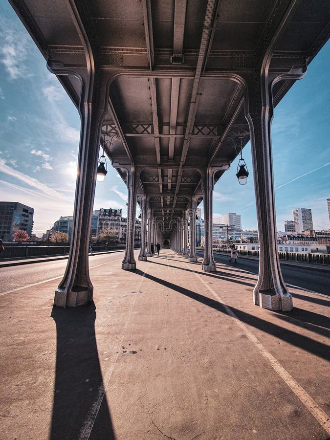 Landmark Paris Under Bridge Against Blue Sky Stock Photo - Image of ...