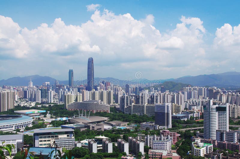 Landmark Building of Chinese City Stock Image - Image of asia, blue ...