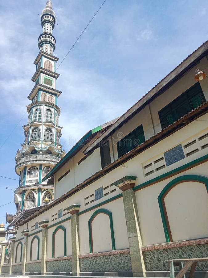 Landmark of Building and Tall Mosque Tower Stock Photo - Image of tall ...