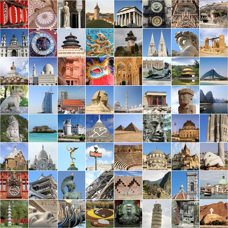 Landmark collage stock image. Image of photographs, frames - 52806693