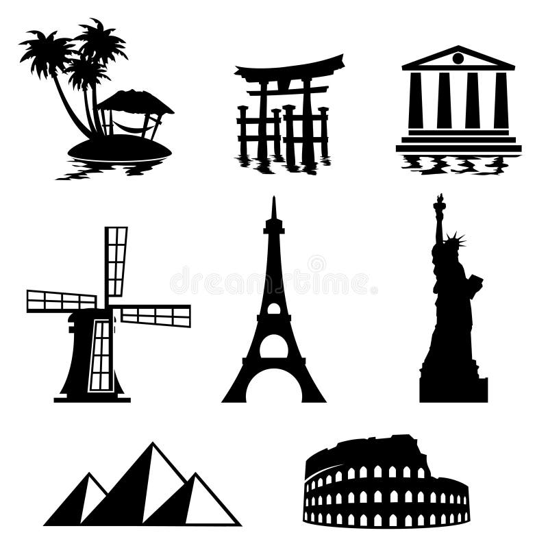 Landmark icons stock vector. Illustration of architecture - 19359739
