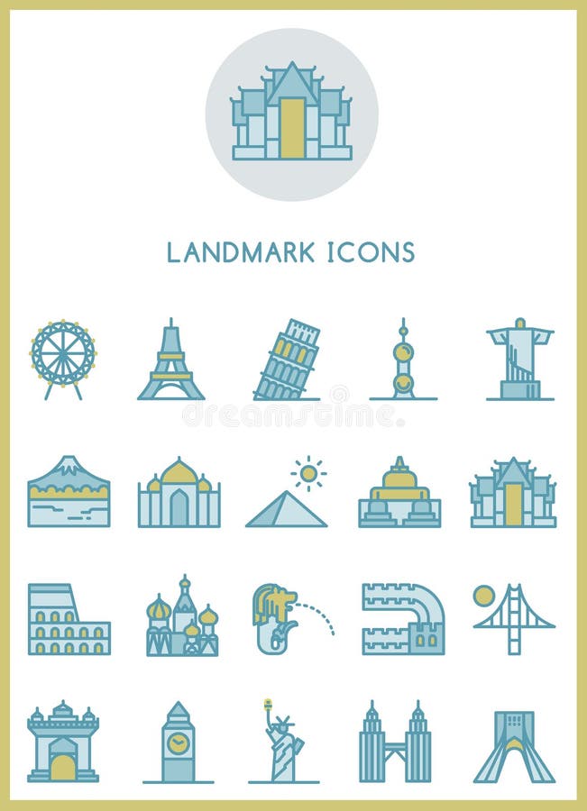 Landmark icons set design stock vector. Illustration of pyramid - 58697229