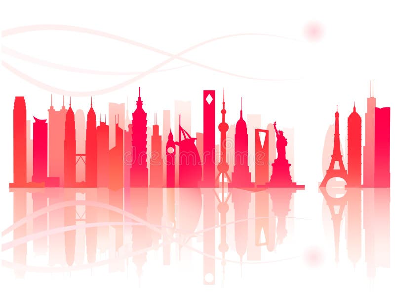 Landmark of Modern City Pattern Stock Vector - Illustration of ...