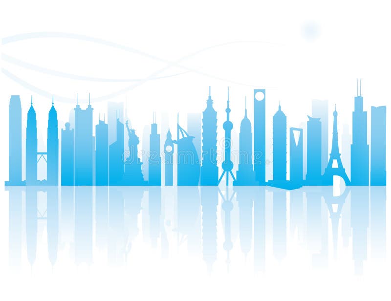 Landmark of Modern City Pattern Stock Vector - Illustration of ...