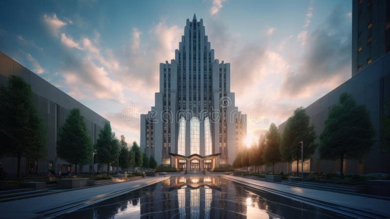 Landmark Office Building with Iconic Architecture Stock Illustration ...