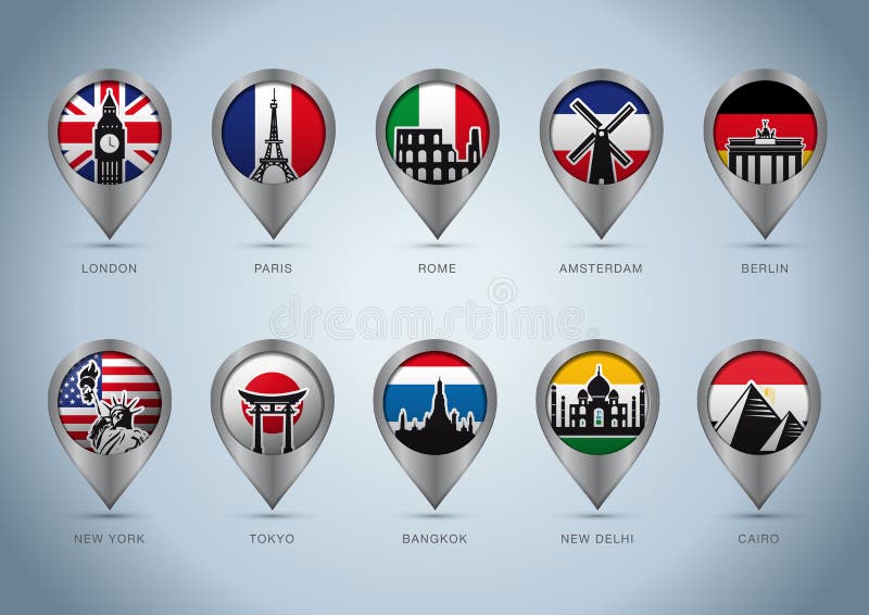 Countries 3D pins stock vector. Illustration of flag - 27236422