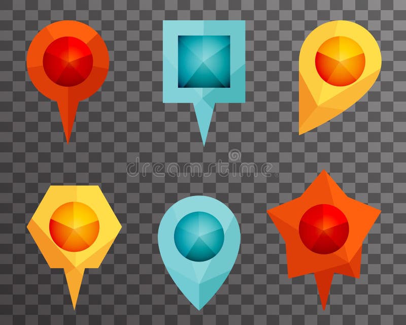 Landmark and Showplace Symbol Map Pointer Mark Polygon Icons Vector ...