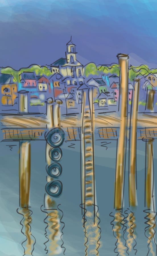 Landmark, Structure, Art, Painting Stock Image - Image of paint, water ...