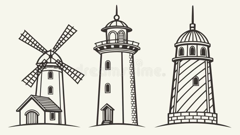 Landmark Structures, Windmill, Lighthouse, and Classic Buildings ...